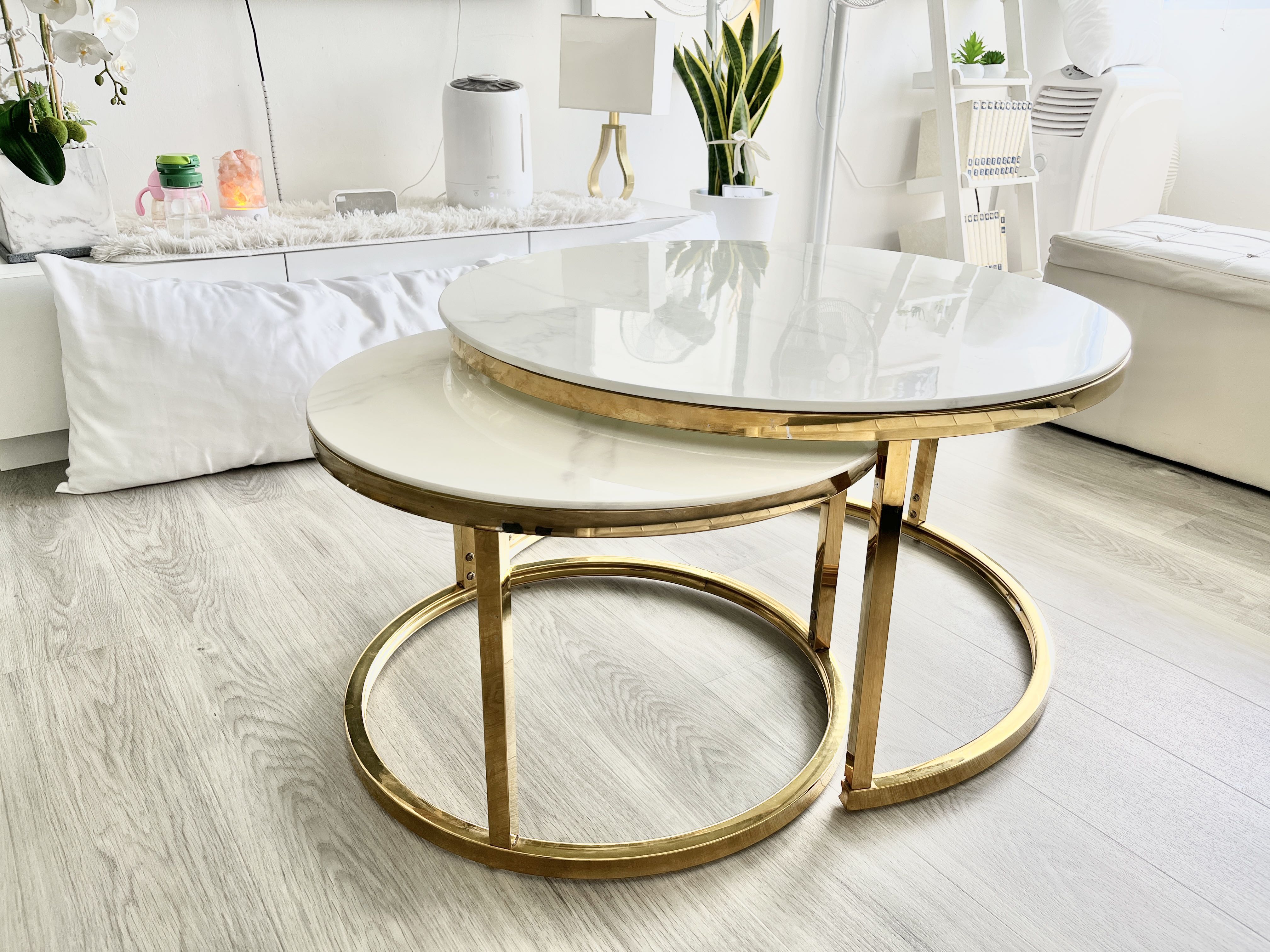 Marble White/Gold Coffee Table, Furniture & Home Living, Furniture ...
