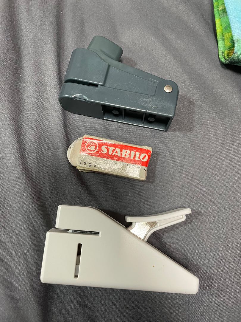 Mini home puncher, large eraser, stapleless stapler muji, Hobbies ...