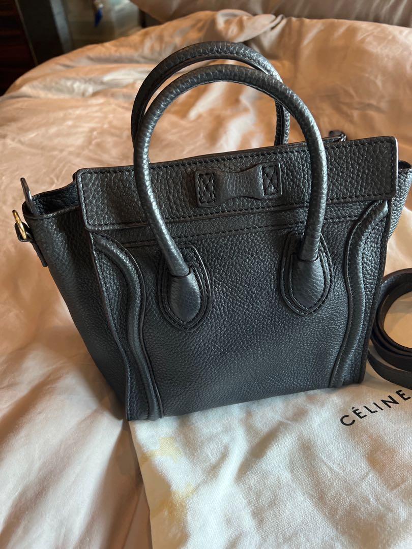 Celine Nano luggage bag in drummed calfskin black, Women's Fashion, Bags & Wallets, Cross-body ...