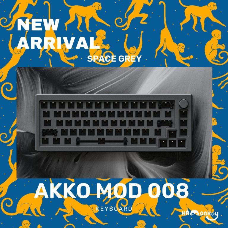 NEW AKKO Mod008 Space Grey Gasket Mount Barebones Mechanical Keyboard ...
