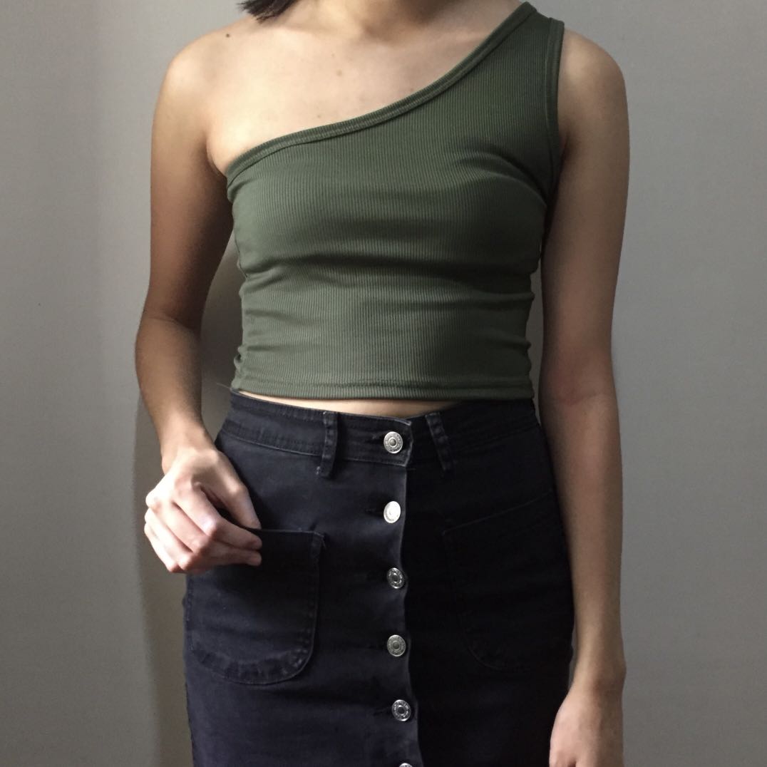 One Sided Top | Green-Black-Red-Beige, Women's Fashion, Tops ...