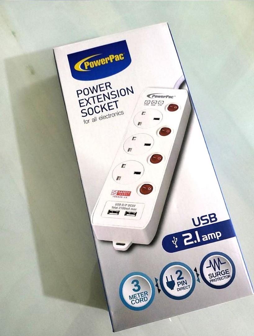 3 metre PowerPac powerpac Powerpoint extension with USB, TV & Home ...