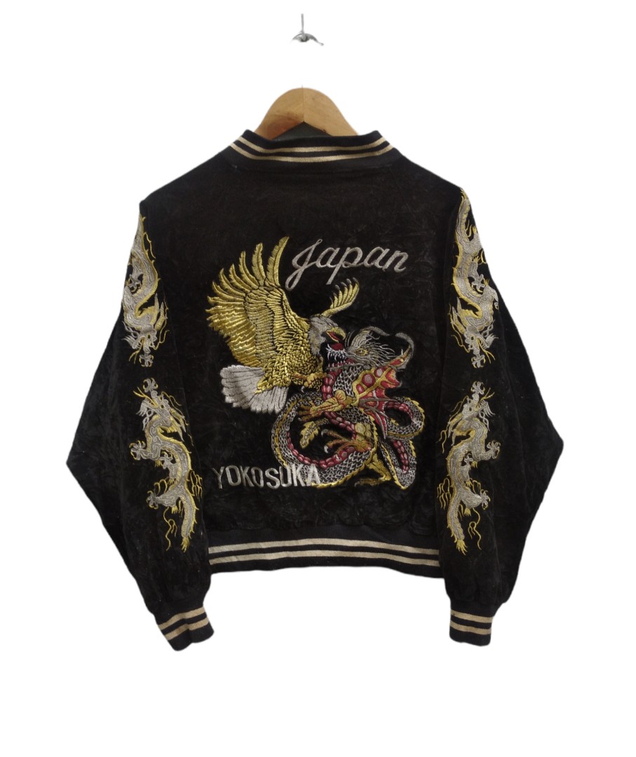 !!Rare!! Sukajan Japan yokosuka Embroidery velvet Jacket, Men's Fashion ...