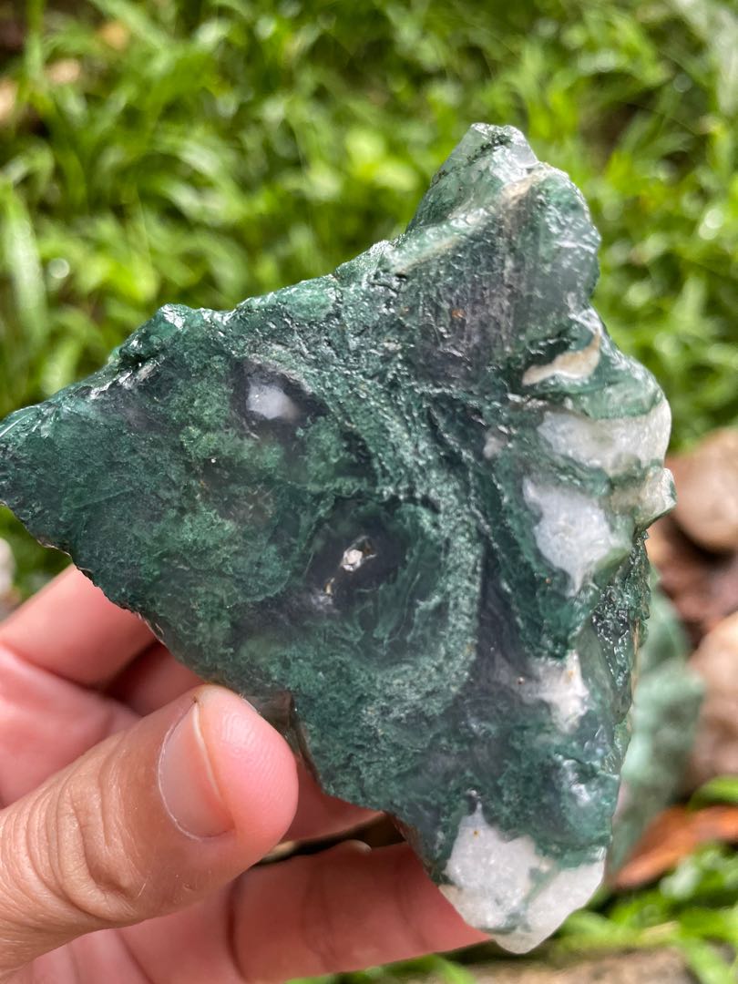 Raw moss agate, Furniture & Home Living, Home Decor, Other Home Decor ...