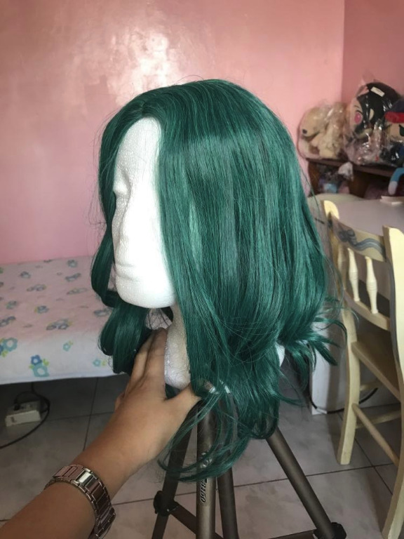 Seaweed Green Polaris Eclipsa Medium Curly Length Fashion Cosplay Wig ...
