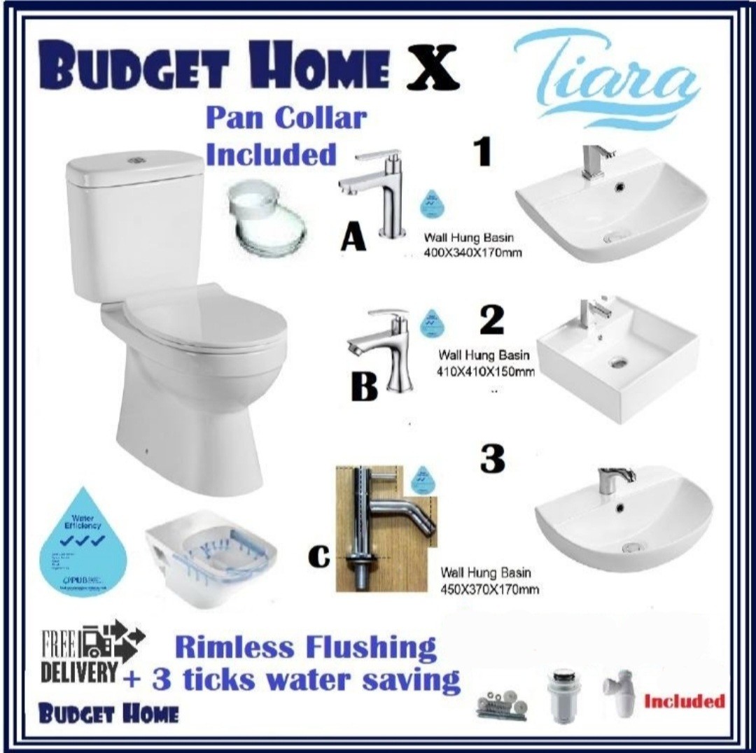 Toilet bowl rimless & toilet Basin toilet package, Furniture & Home ...