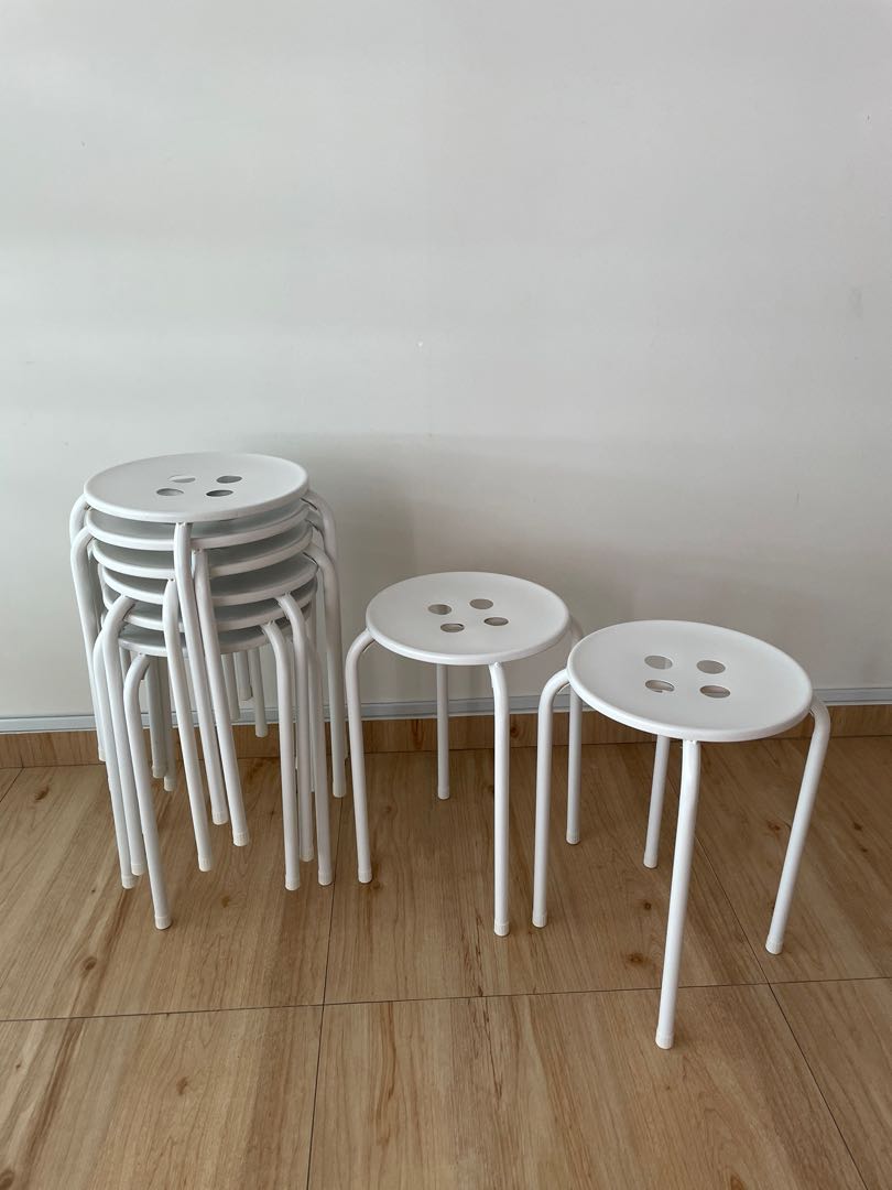 White Stackable Stools, Furniture & Home Living, Furniture, Chairs on ...
