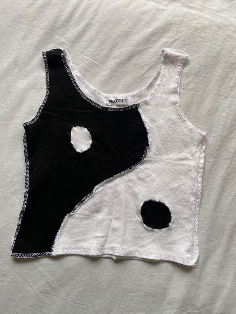 Yin Yang Funky Crop Top, Women's Fashion, Tops, Sleeveless on Carousell