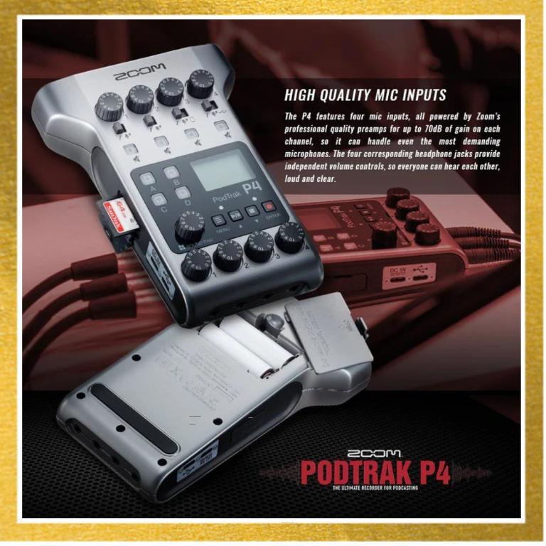 Zoom PodTrak P4 Ultimate Recorder for Podcasters, Audio, Voice ...