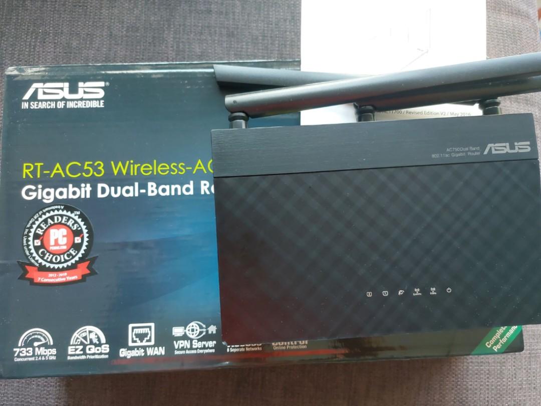ASUS RT-AC53 Wireless AC750 Dual Band Gigabit Router, Computers & Tech ...