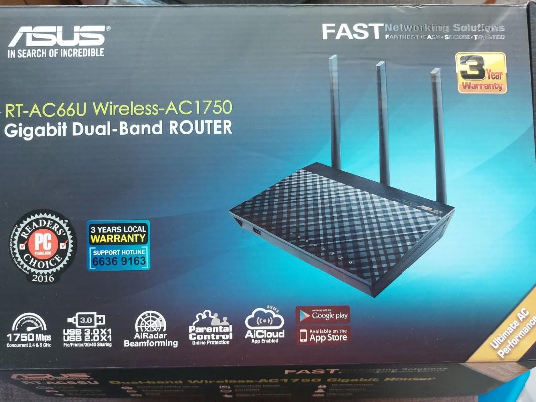 ASUS RT-AC66U Wireless AC1750 Gigabit Dual-Band Router, Computers ...