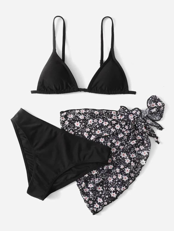Black Bikini for Teens with cover-up, Women's Fashion, Swimwear ...