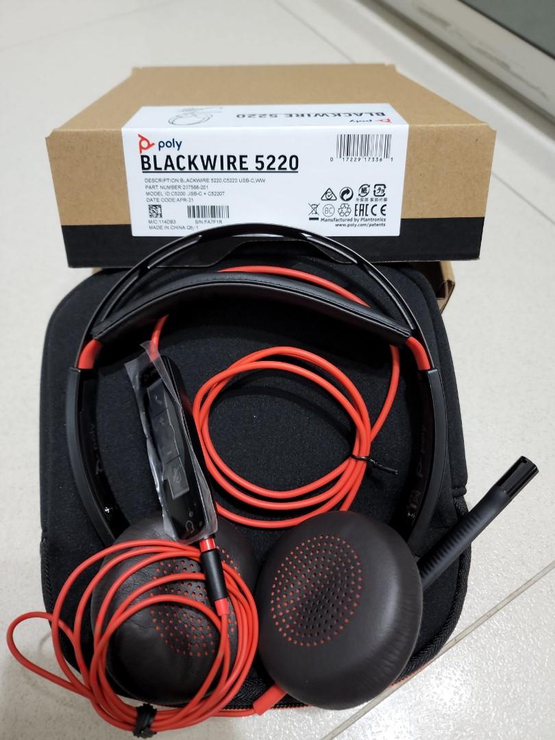 Brand new Polycom Plantronic Blackwire 5220 C5220 USB-C Headphones ...