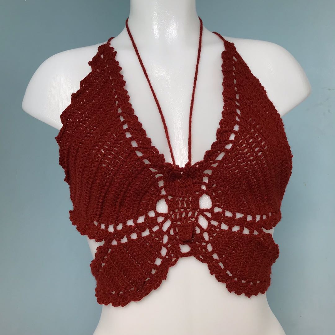 Butterfly top crochet, Women's Fashion, Tops, Others Tops on Carousell