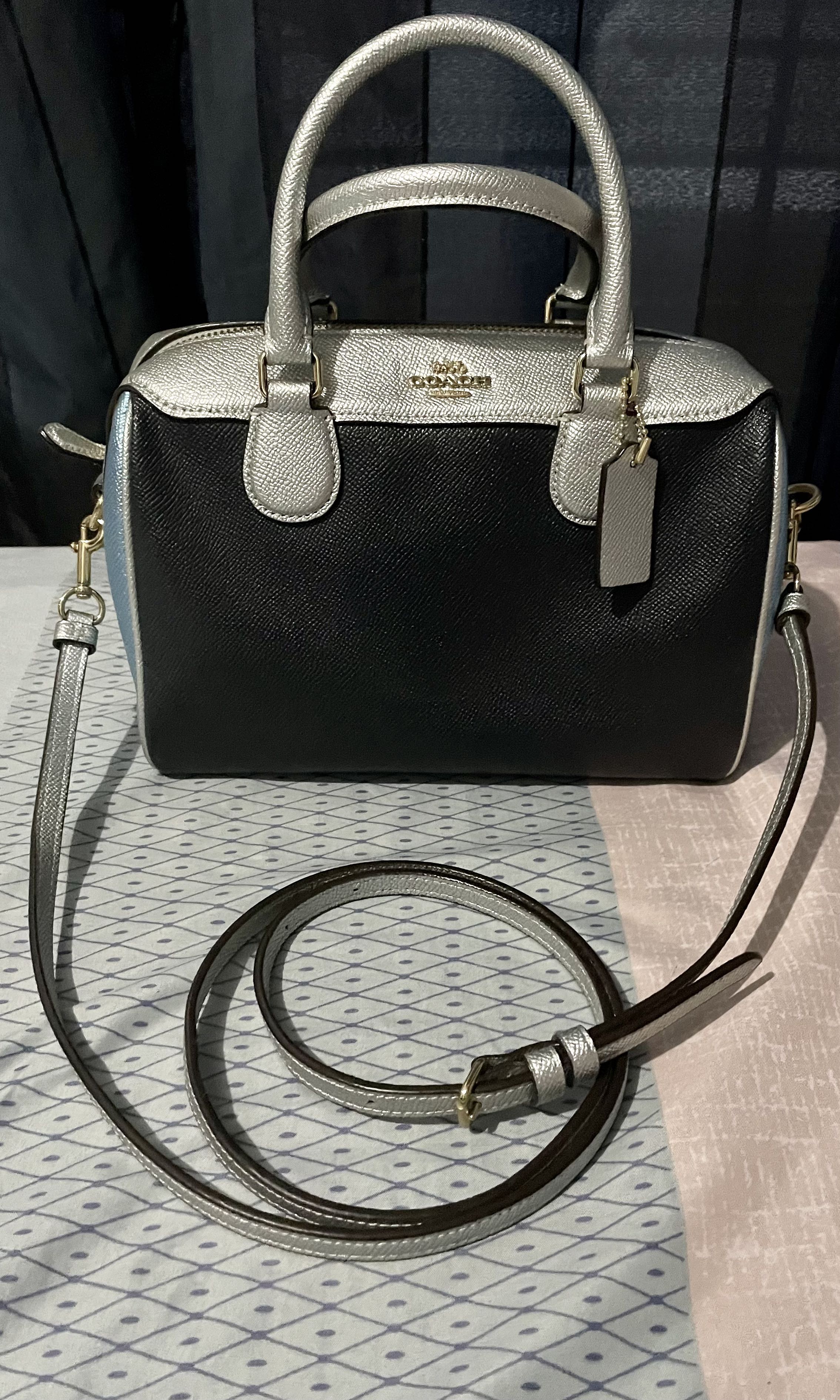Coach Mini Satchel Blue Mettalic, Luxury, Bags & Wallets on Carousell