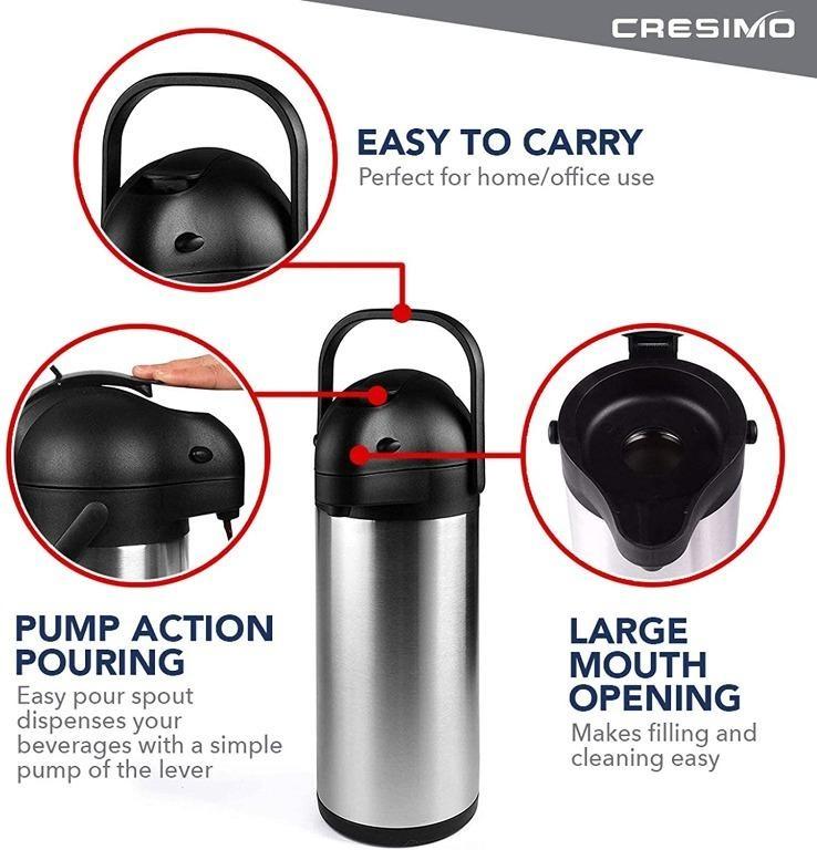 Cresimo 3 Litre Pump Action Airpot / Thermal Coffee Flask, TV & Home ...