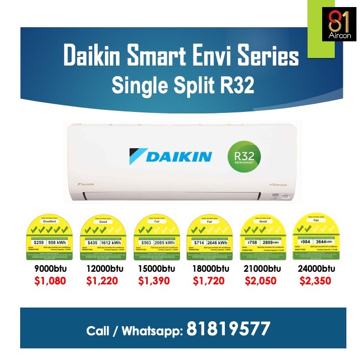 Daikin Single Split R32 Smart Envi Series, TV & Home Appliances, Air ...
