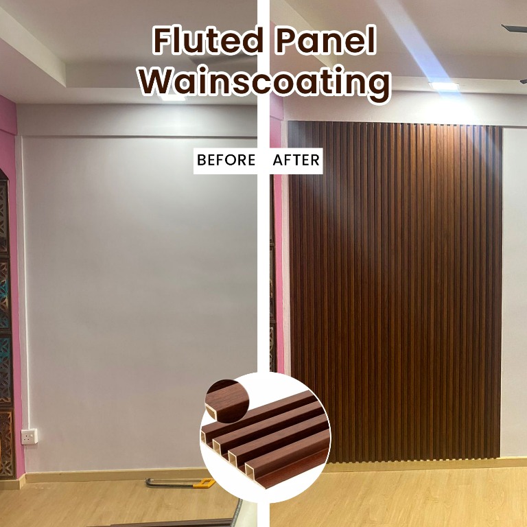 Fluted Panel / WPC Wall Panel Wood Strip Grille Wainscoting / Wall ...