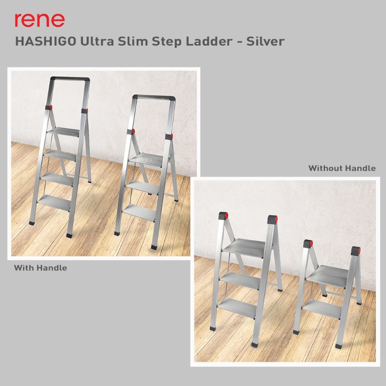 Hashigo Ultra Slim Step Ladder / Step Stool / Lightweight Aluminium ...