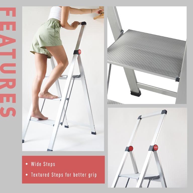 Hashigo Ultra Slim Step Ladder / Step Stool / Lightweight Aluminium ...