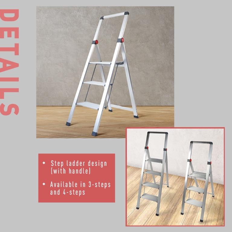 Hashigo Ultra Slim Step Ladder / Step Stool / Lightweight Aluminium ...