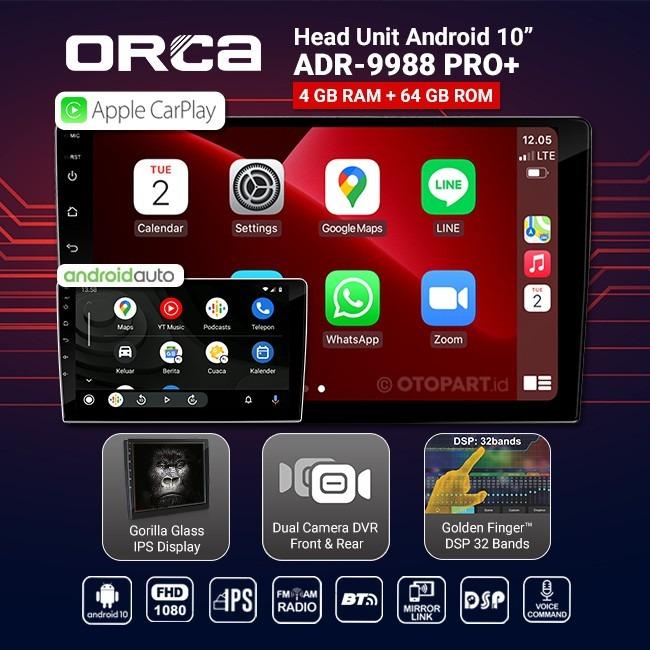 Head Unit Android Auto CarPlay 10″ inch PRO+ DVR - ORCA (4+64G), Aksesoris Mobil di Carousell