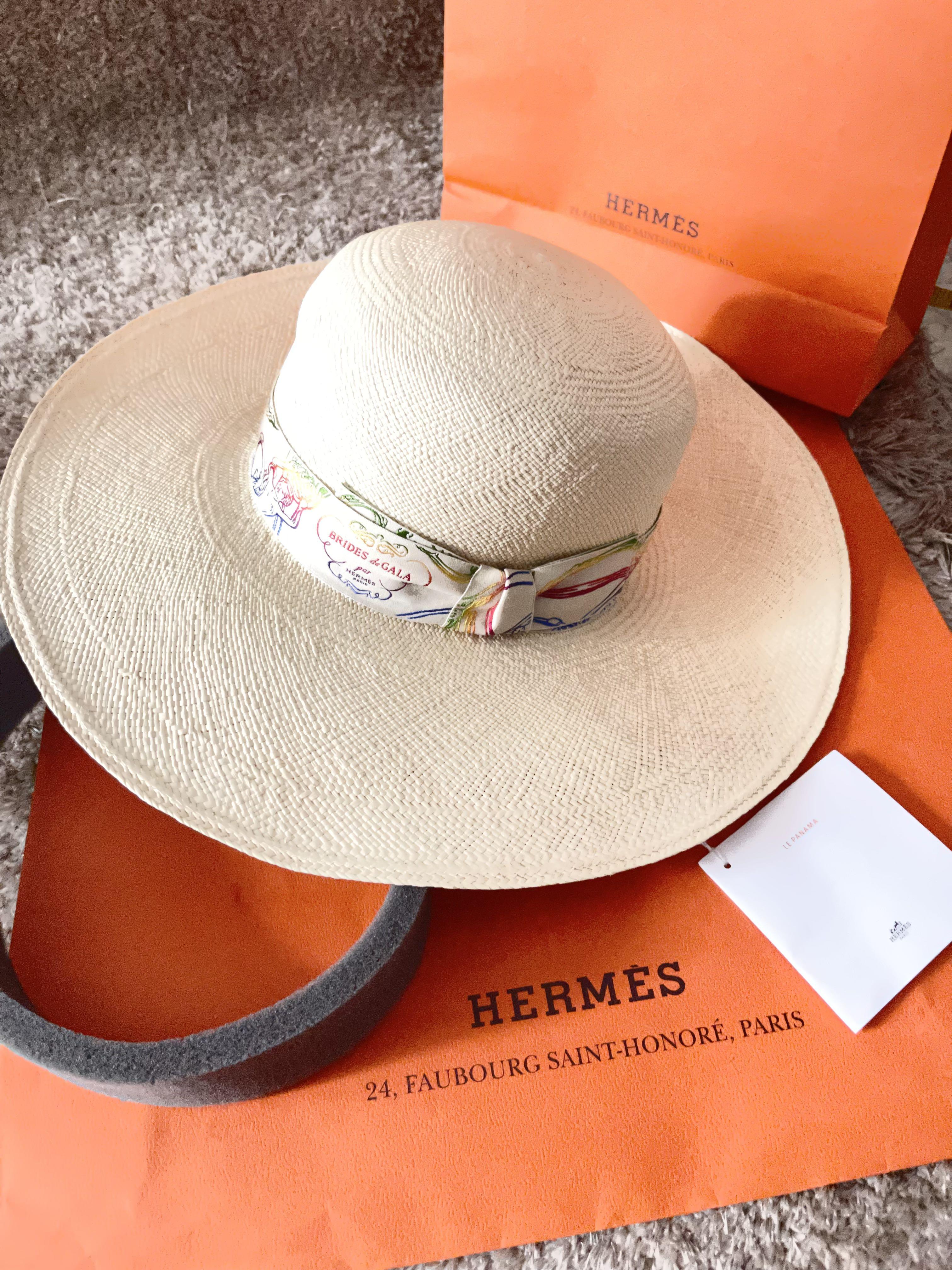 Hermes topi summer hat beach hat le panama rattan pantai bali new mewah brides de gala prints ...
