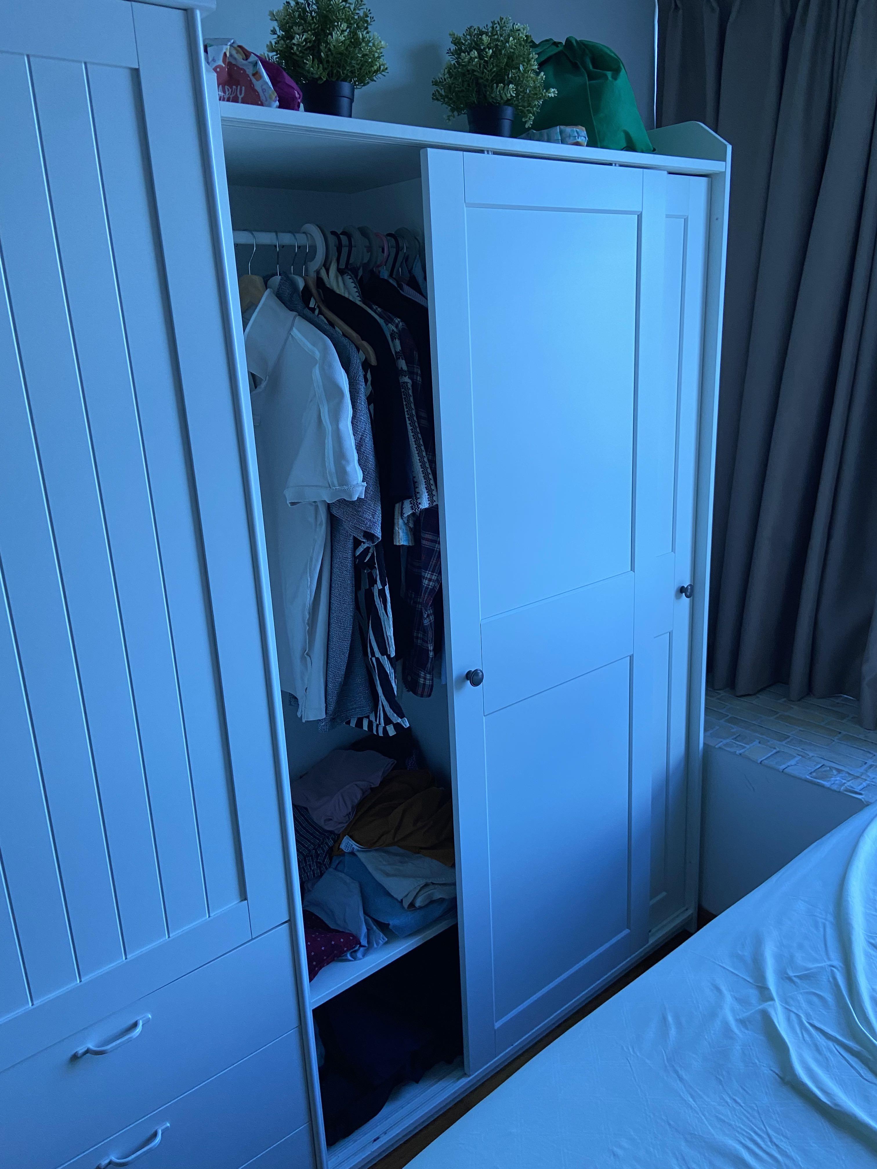 IKEA Wardrobe (HAUGA) - Comes w/ Sliding Doors (118x55x199), Furniture ...