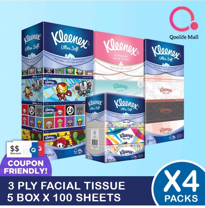 Kleenex 3-Ply Facial Tissue Paper *BUNDLE OF 4*, Beauty & Personal Care ...