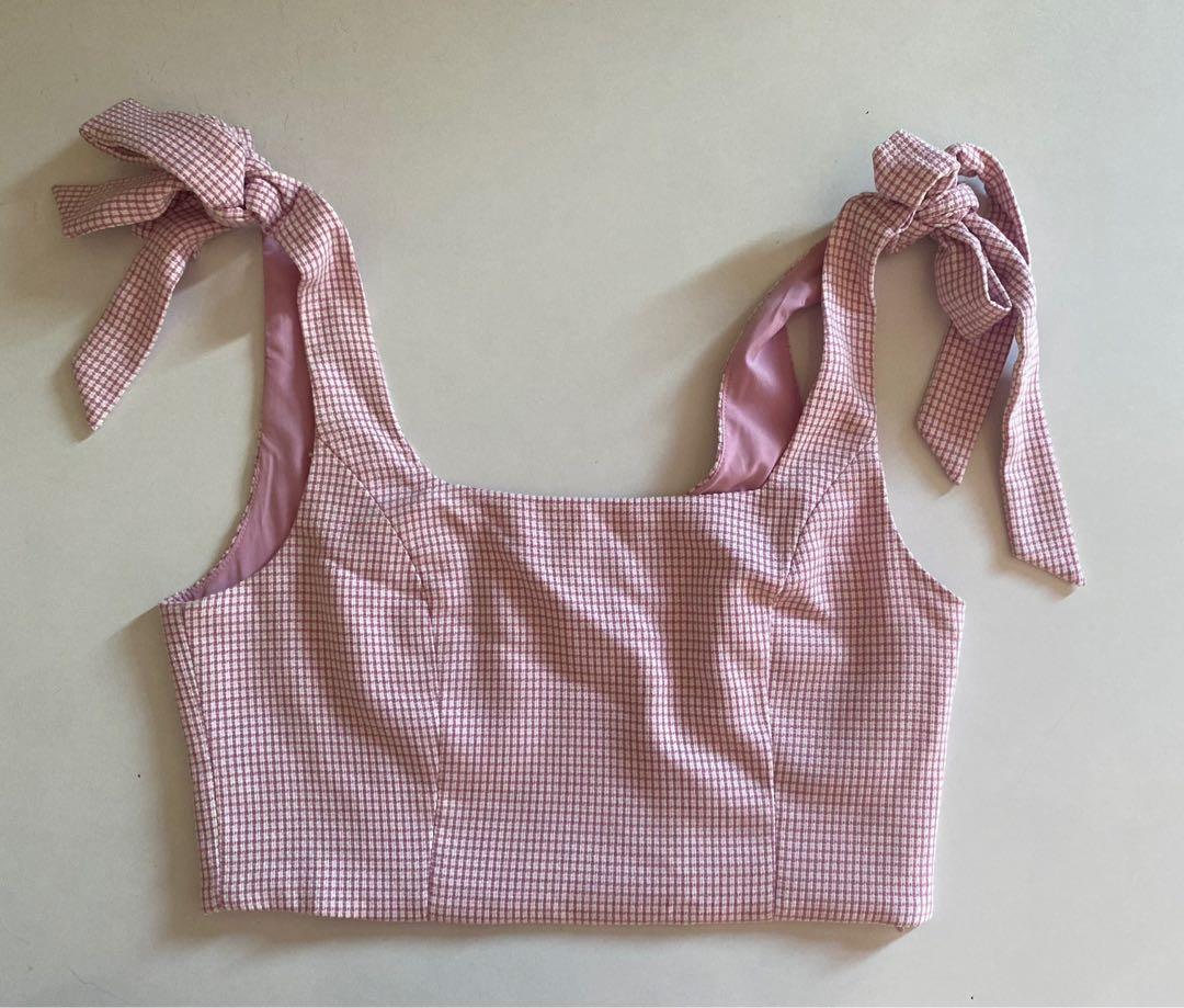 LB Pink Ribbon Top, Women's Fashion, Tops, Sleeveless on Carousell