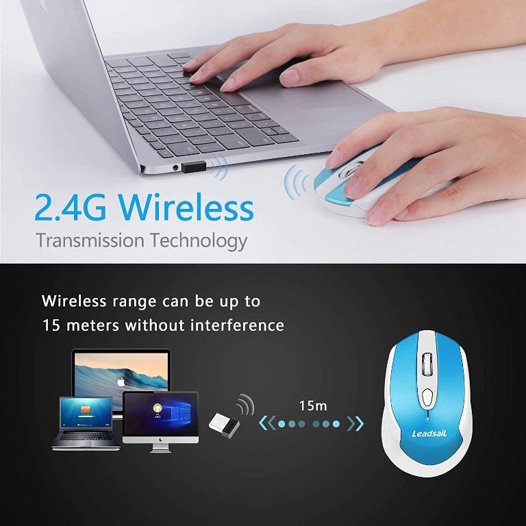 LeadsaiL Wireless Computer Mouse, 2.4G Portable Slim Wireless Mouse ...