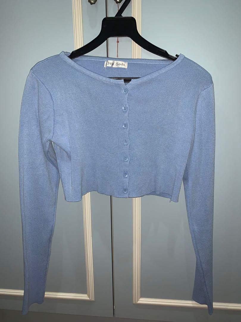 Light Blue Cardigan, Women's Fashion, Coats, Jackets and Outerwear on ...