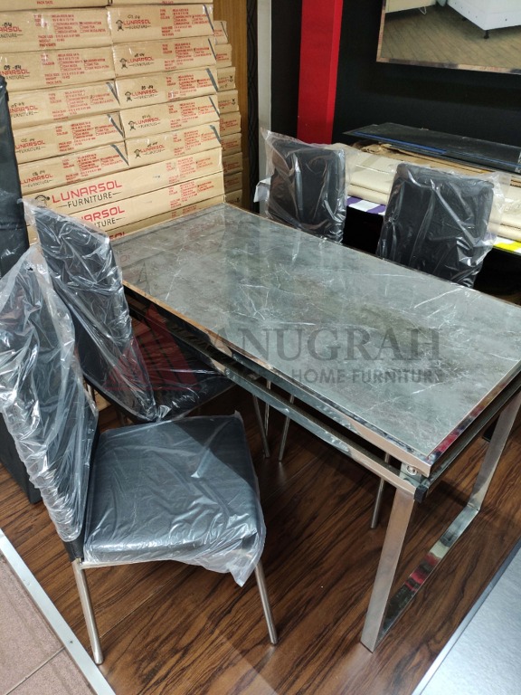 Meja makan keramik corak marmer 4 kursi daisy meja makan import meja ...