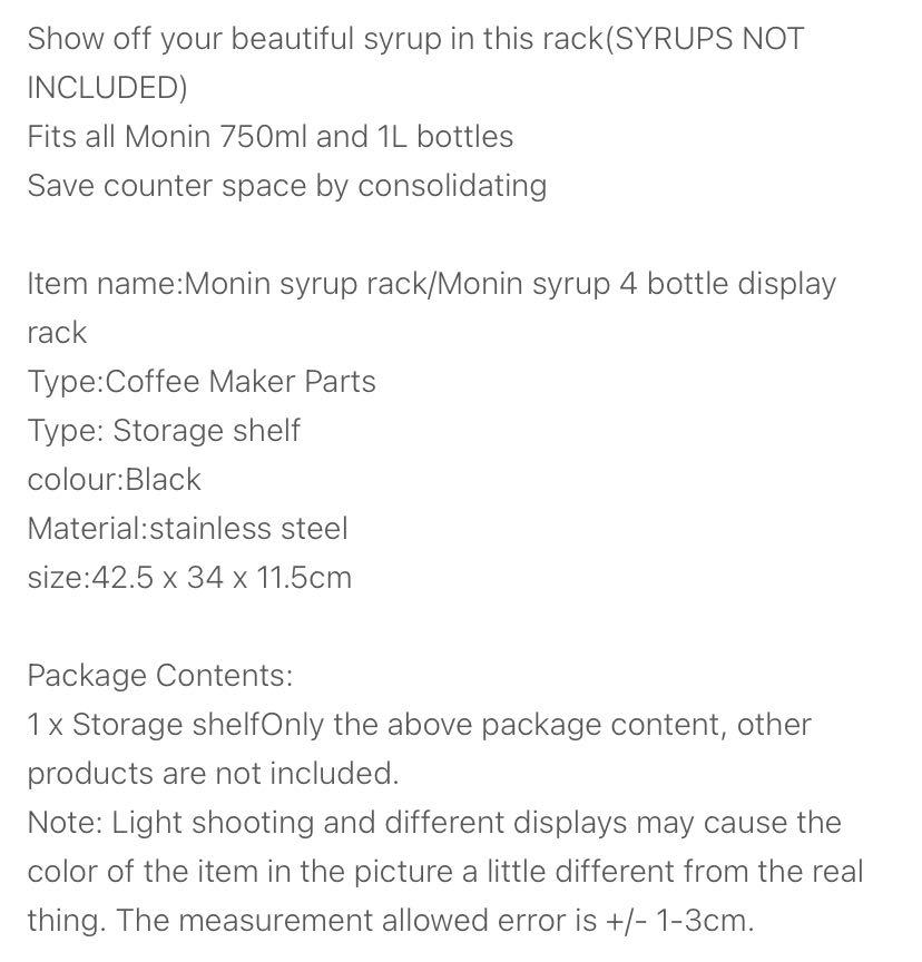 Monin bottle rack stand coffee syrup holder, Furniture & Home Living ...