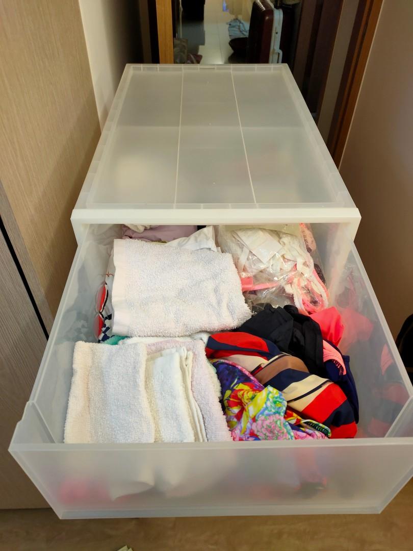 Muji style white transparent storage box, Furniture & Home Living, Home ...