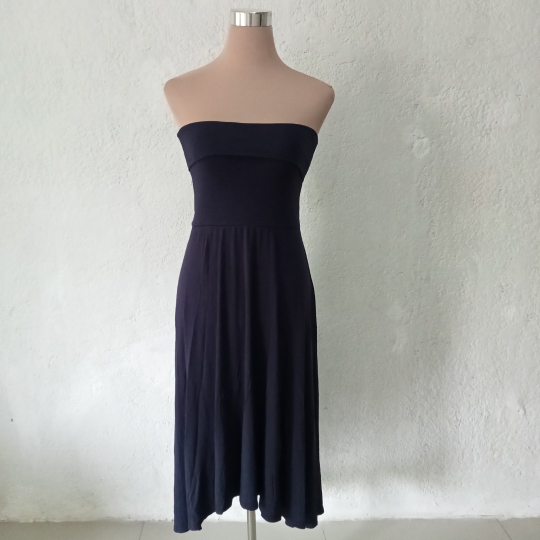 Navy blue dress stretch dress midi dress tube dress simple dress mig ...
