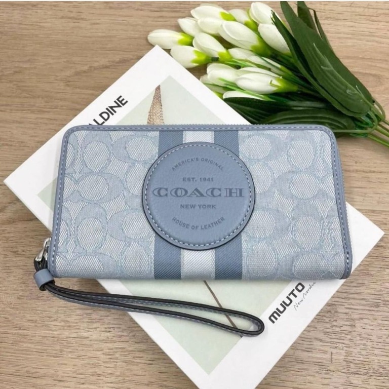 Original Coach Dempsey Large Phone Wallet In Signature Jacquard With ...