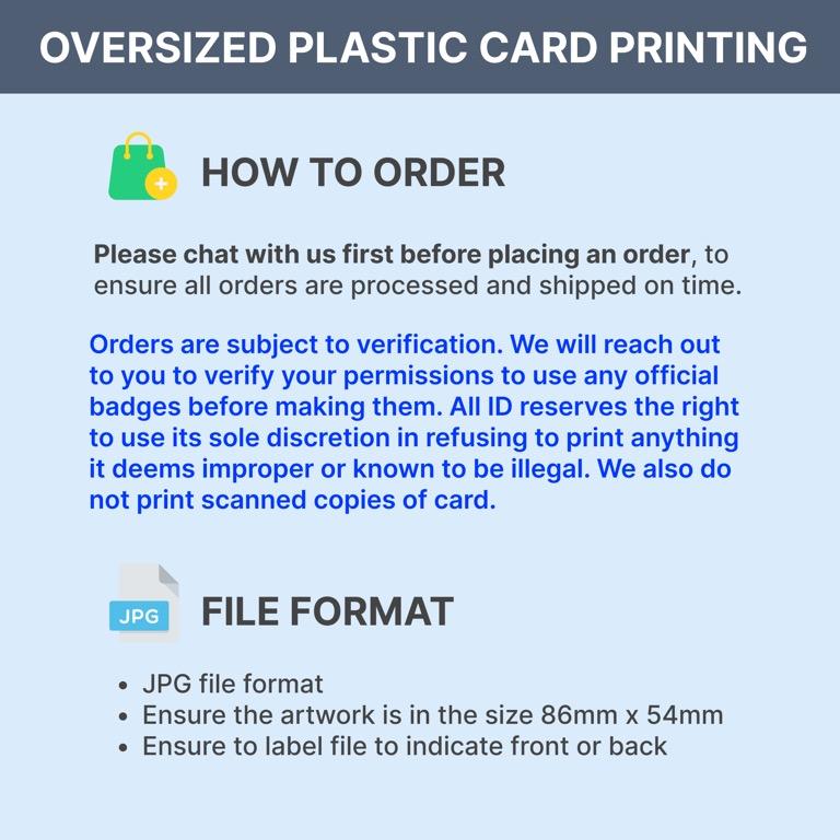 Oversized PVC Plastic Card Printing - 144mm x 88mm, Business Services ...
