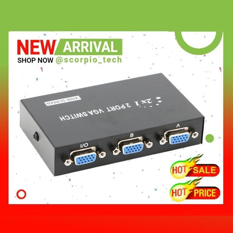 PASOW VGA 2 in 1 Out 2 Port VGA Switch Press Button Two Way VGA Vedio ...