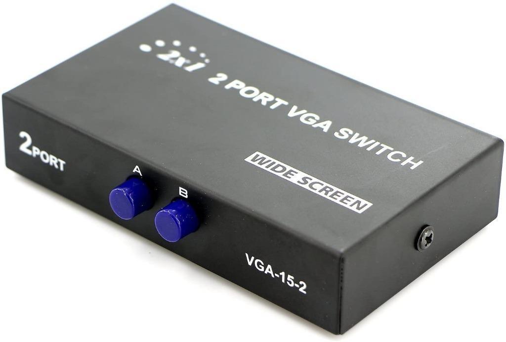 PASOW VGA 2 in 1 Out 2 Port VGA Switch Press Button Two Way VGA Vedio ...