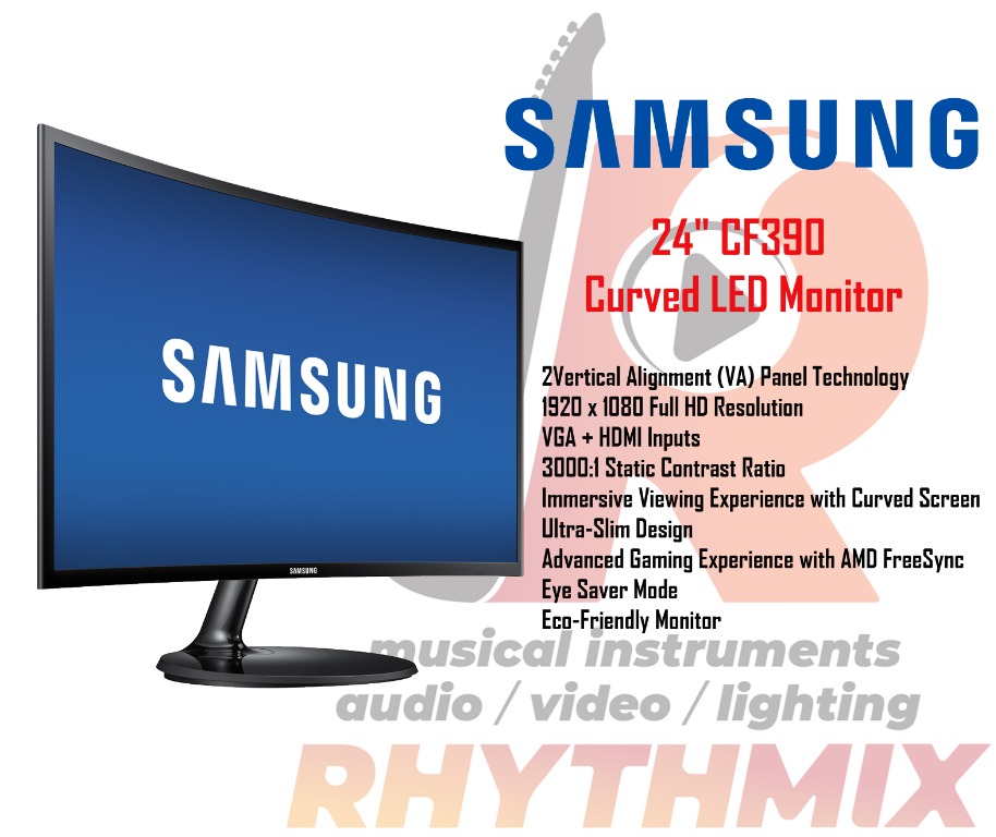 Samsung 24" Curved Monitor CF390 with AMD FreeSync, Computers & Tech ...