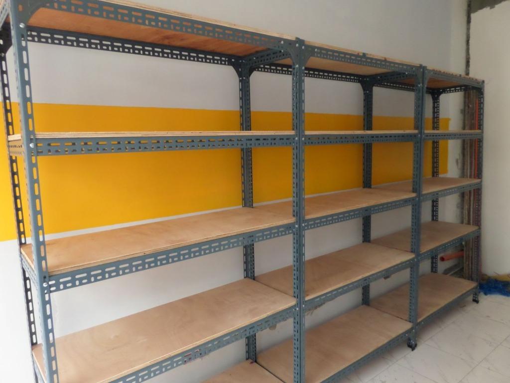 Slotted Angle Bar Cabinet Type Open Wood Layers, Furniture & Home ...