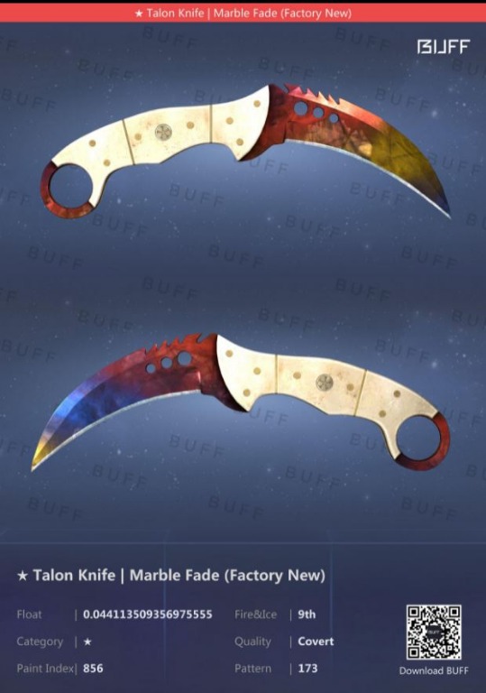 Talon Knife Marble Fade (Fire and Ice 9th) FN Factory New CSGO, Video ...