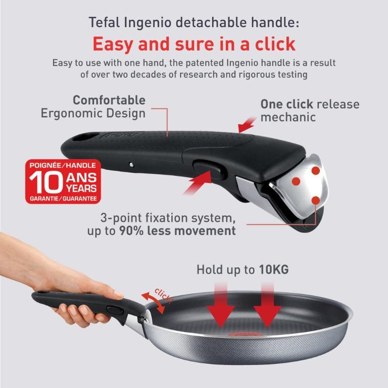 Tefal Ingenio Elegance 6pc set Frypan 20cm + 26cm Wok Pan 26cm Saucepan ...
