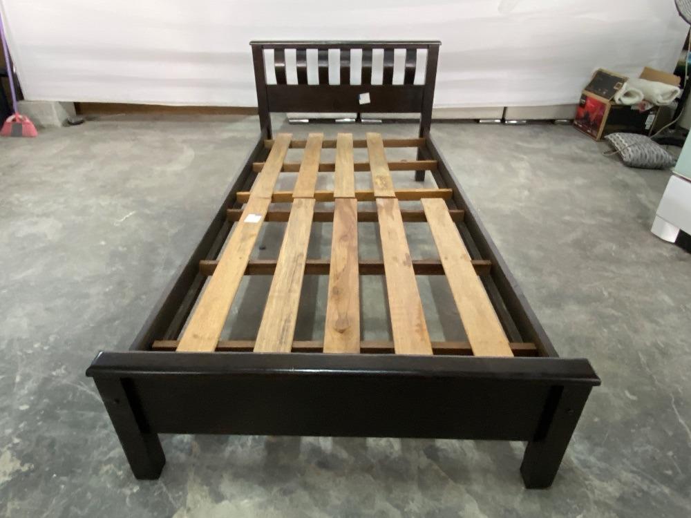 Wood Single Size Bed Frame Dark Brown Colour / Rangka Katil Saiz Single ...
