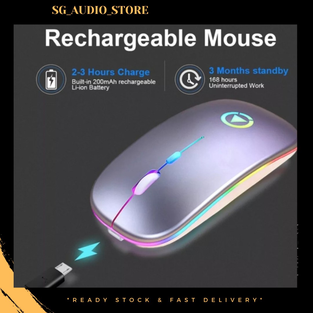 2.4G Optical Computer Mouse 1600 DPI Adjustable RGB Light Gaming Mouse ...