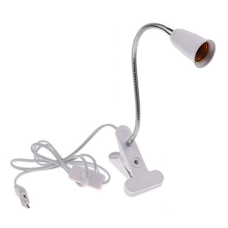 (3 pin plug) Table clip Bulb Socket Base 30CM Flexible PIPE e27 Lamp ...