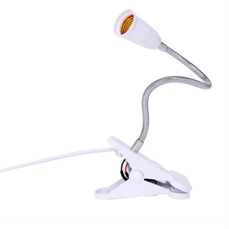 (3 pin plug) Table clip Bulb Socket Base 30CM Flexible PIPE e27 Lamp ...