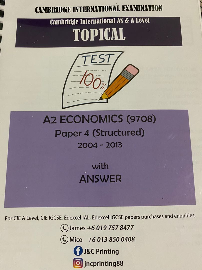 A Level A2 Economics 9708 Paper 4 2004-2013 with ANSWER, Hobbies & Toys ...