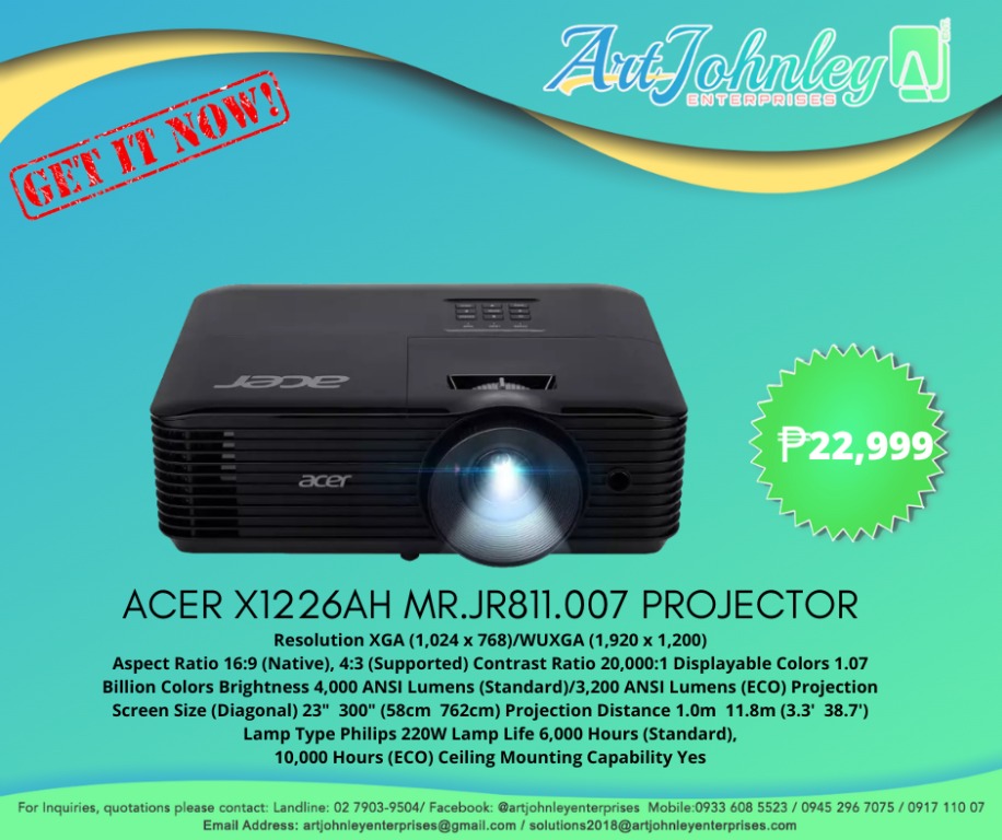 ACER X1226AH PROJECTOR, TV & Home Appliances, TV & Entertainment ...